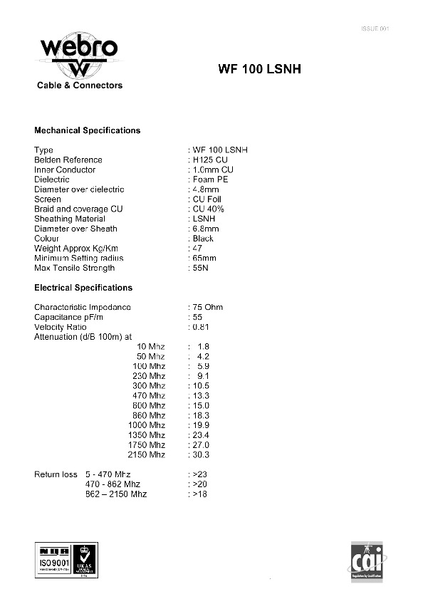 250m WEBRO WF100 Black LSZH Dca from Alltrade