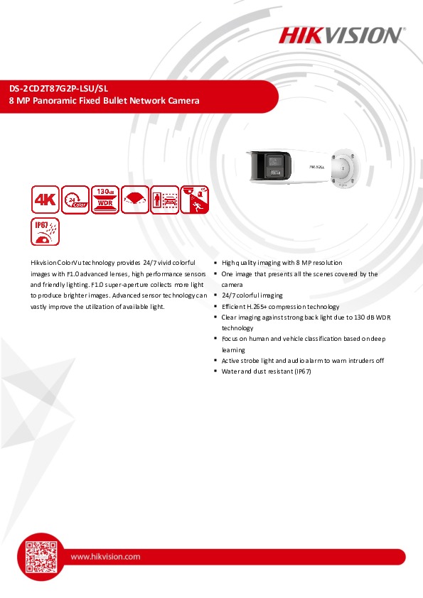 HIKVISION 8MP IP Panoramic ColorVu Bullet from Alltrade
