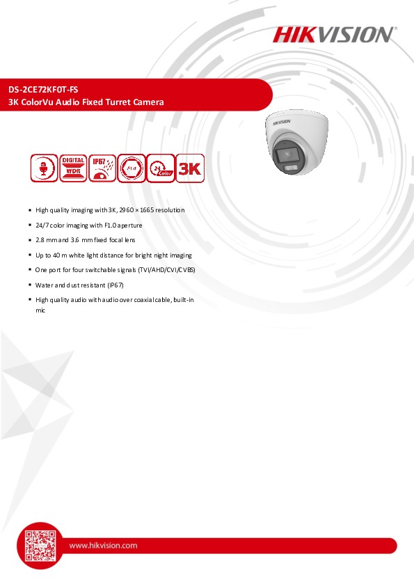 HIKVISION 5MP ColorVu Smart Hybrid Turret from Alltrade