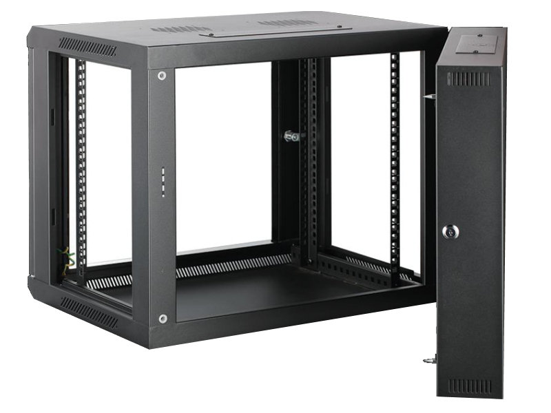 ALL-RACK Wall Cabinet 9U Black HINGED from Alltrade