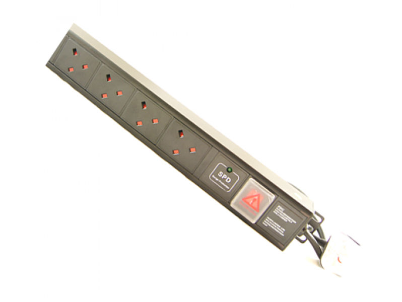 ALL-RACK 4 Way Vertical PDU c/w UK Lead from Alltrade