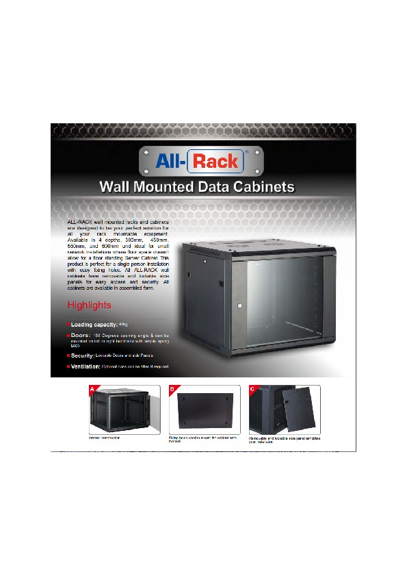 ALL-RACK Wall Cabinet 6U Black SHALLOW from Alltrade